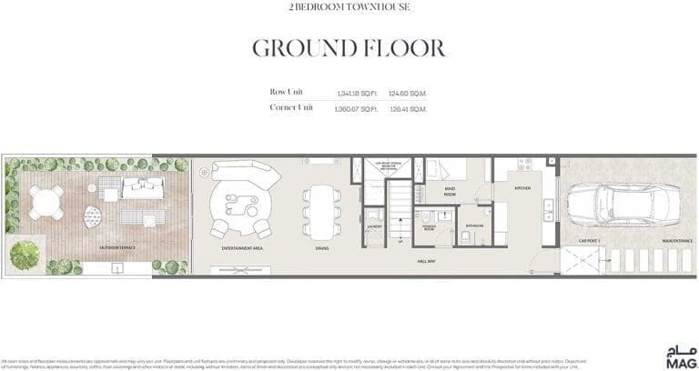 MAG 22 2 Bedroom Townhouse Ground Floor Plans - Binayah Properties