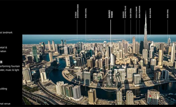 Davinci Tower at Dubai Water Canal by Dar Al Arkan
