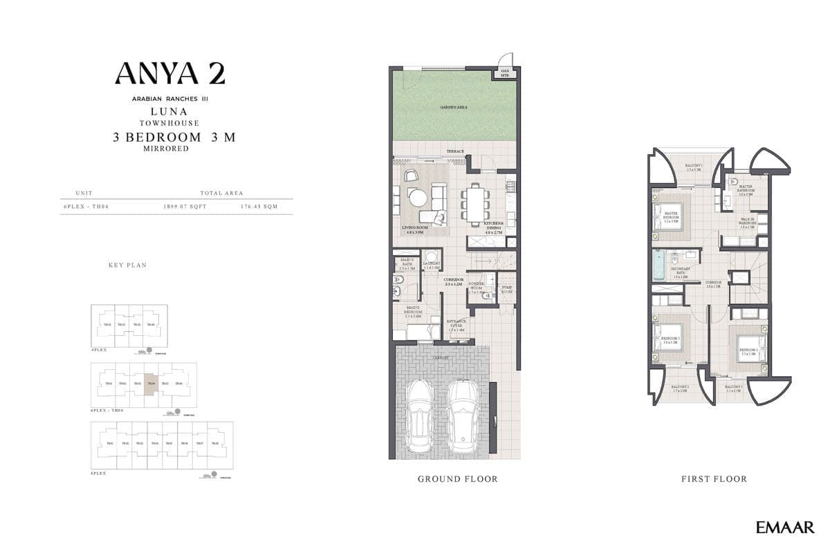 Anya 2 - 3 Bedroom Luna Townhouse Type 3M Floor Plans