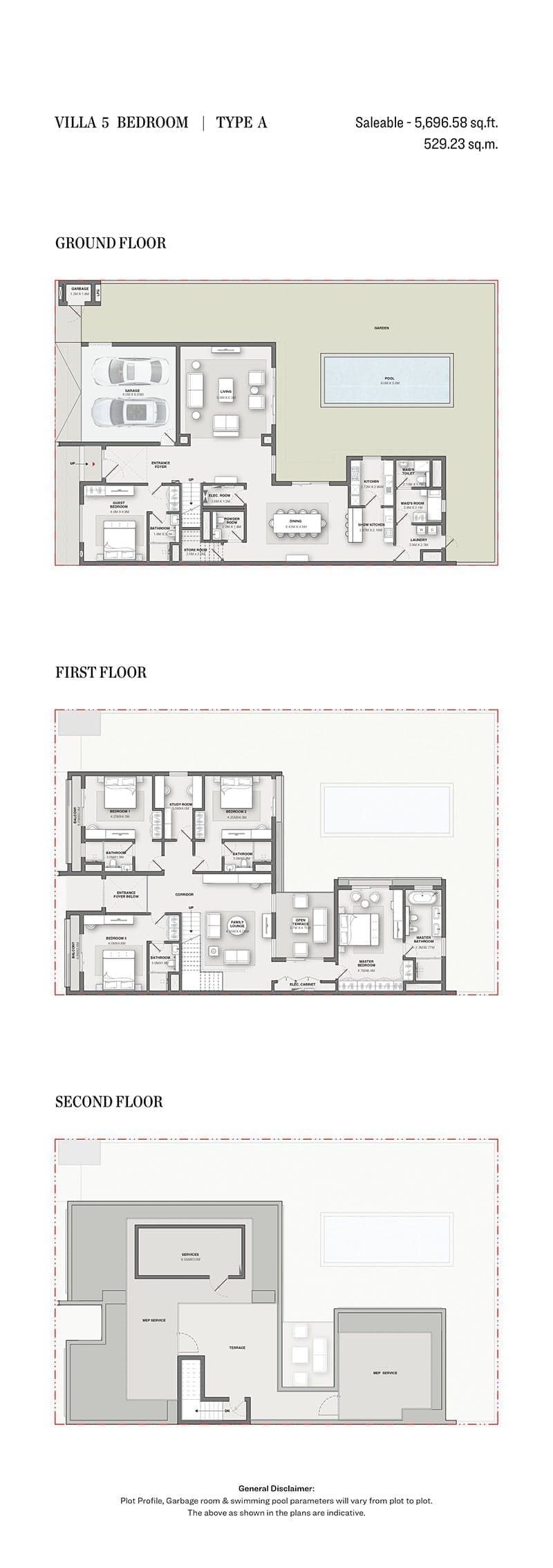 Sobha Reserve 5 Bedroom Villas Type A Floor Plans