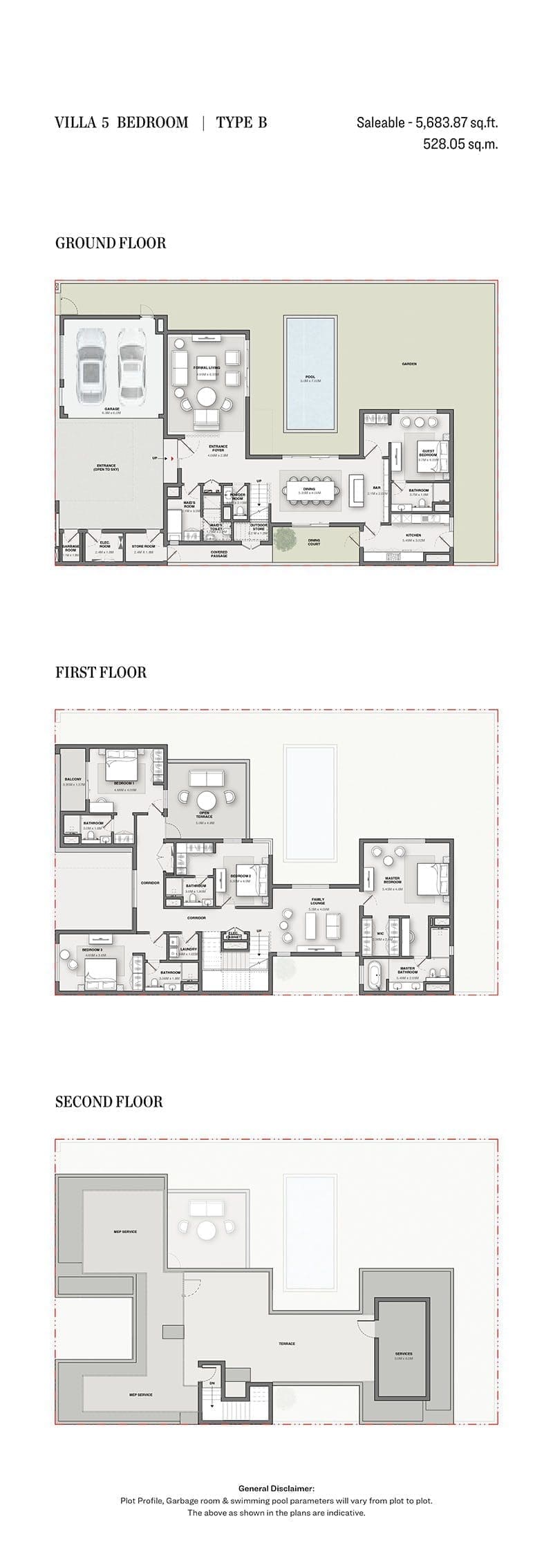 Sobha Reserve 5 Bedroom Villas Type B Floor Plans