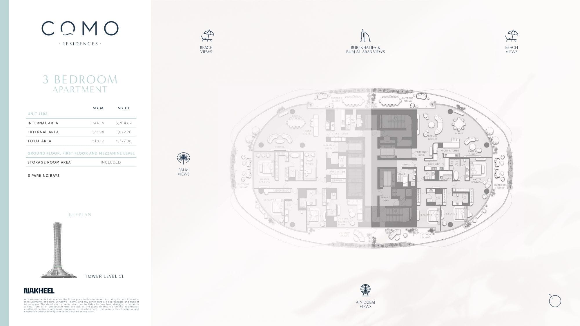 Como Residences 3 Bedroom Apartment Unit 1102 Floor Plans