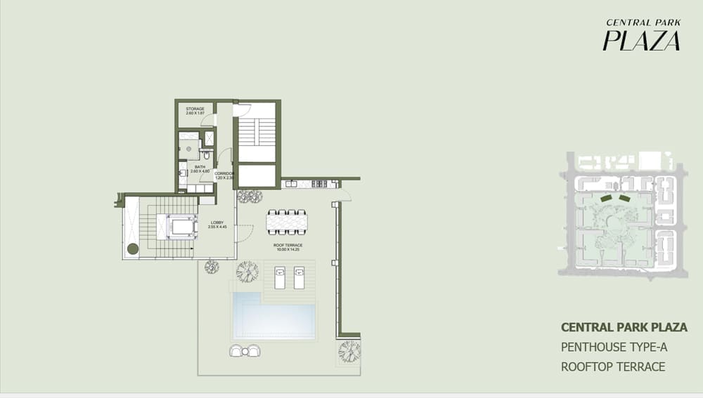 Central Park Plaza Penthouse Type A Rooftop Terrace Floor Plan