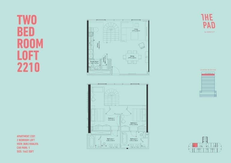 The Pad 2 Bedroom Loft Unit 2210 Floor Plan